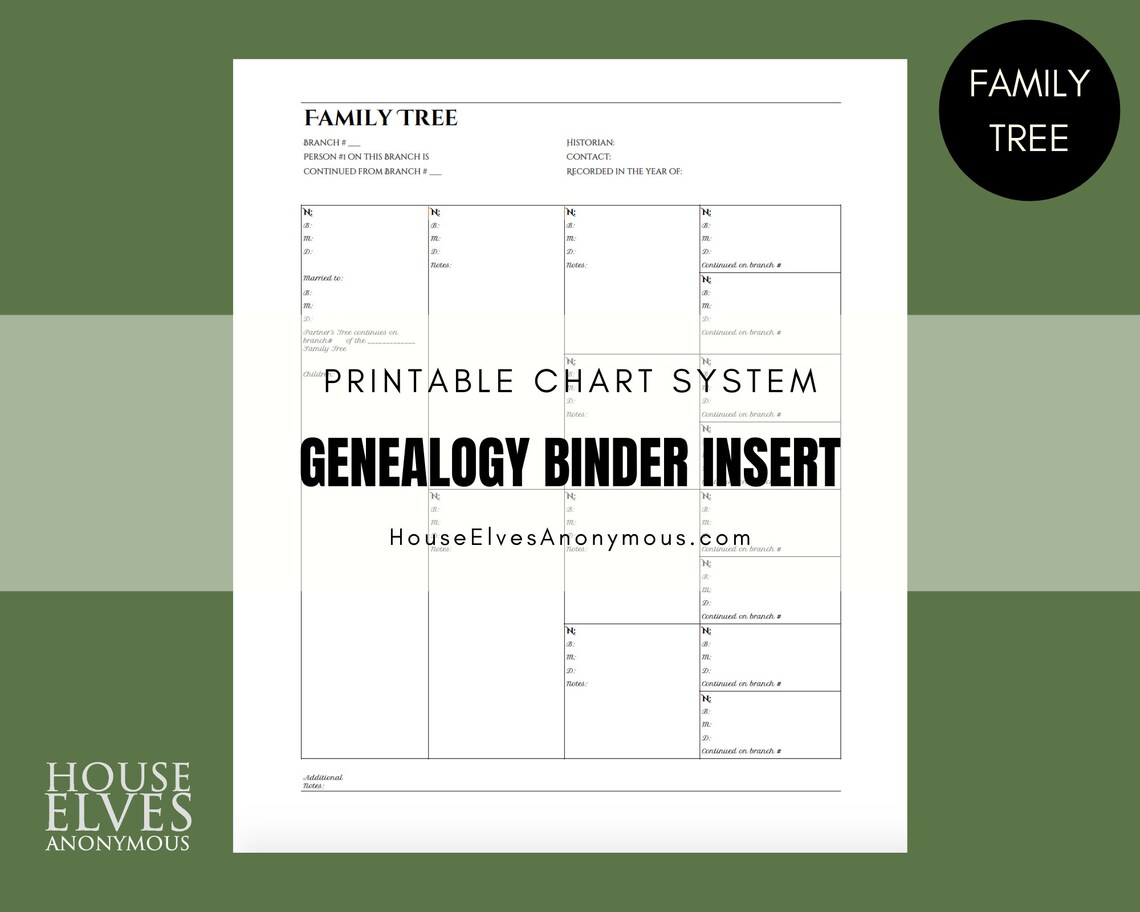 Family Tree Page for Genealogy Notebooks and Binders - Etsy