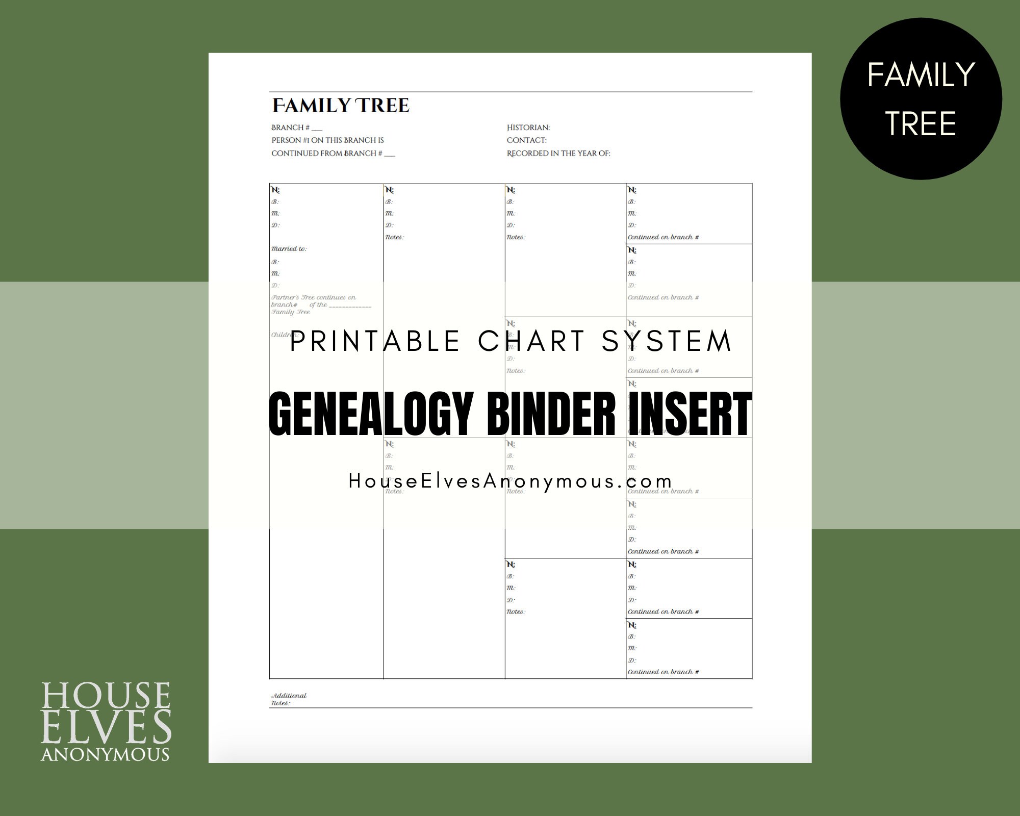 Family Tree Page for Genealogy Notebooks and Binders - Etsy