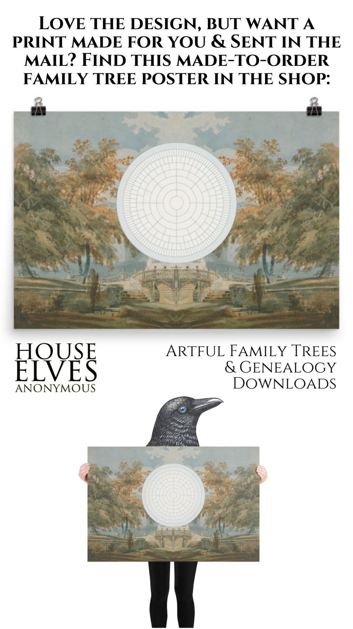 Square Family Tree Art Watercolor Landscape Painting printable ...