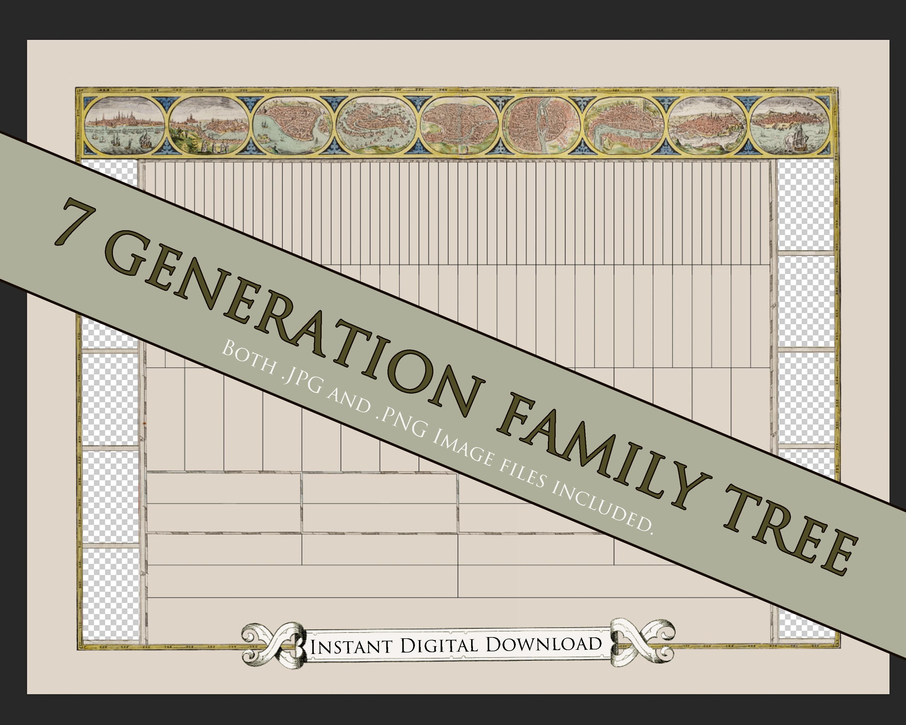 7 GENERATION Printable Genealogy Chart Family Tree Bundle Historic Home ...