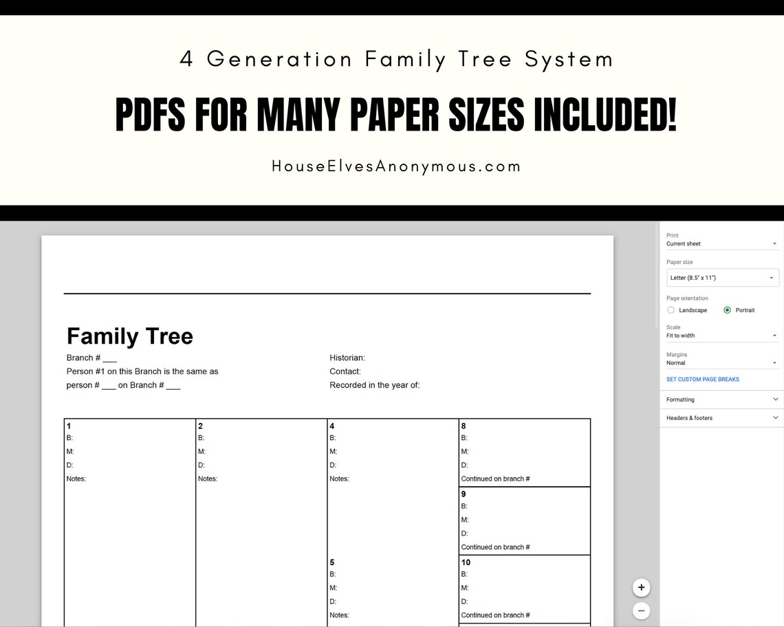 Minimalist Family Tree Chart GENEALOGY PLANNER INSERTS - Etsy