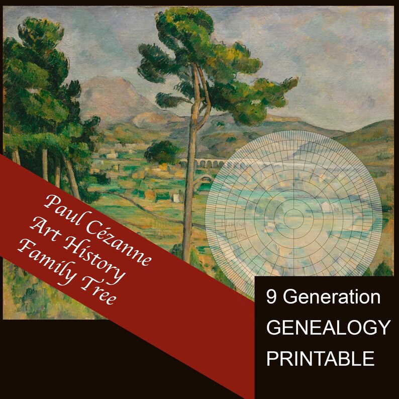 Radial Family Tree Art 9 Generation Paul Cezanne Painting Printable, a ...