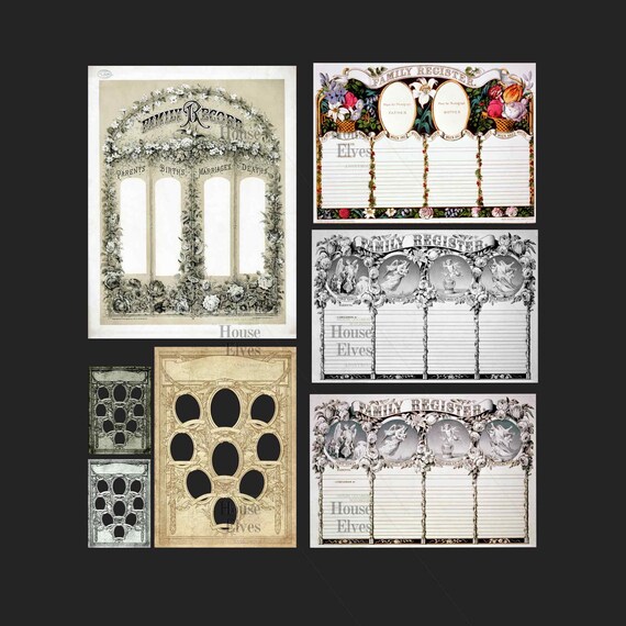 Family Register Bundle digital download kit vintage ephemera | Etsy