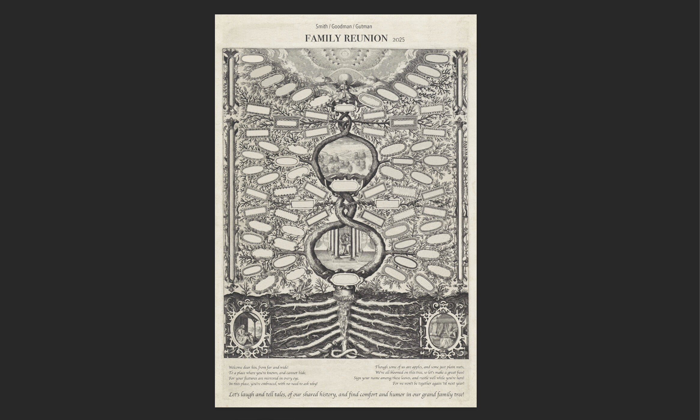 FAMILY REUNION Sign-in Poster GIGANTIC Print Guest Family Tree Signin ...