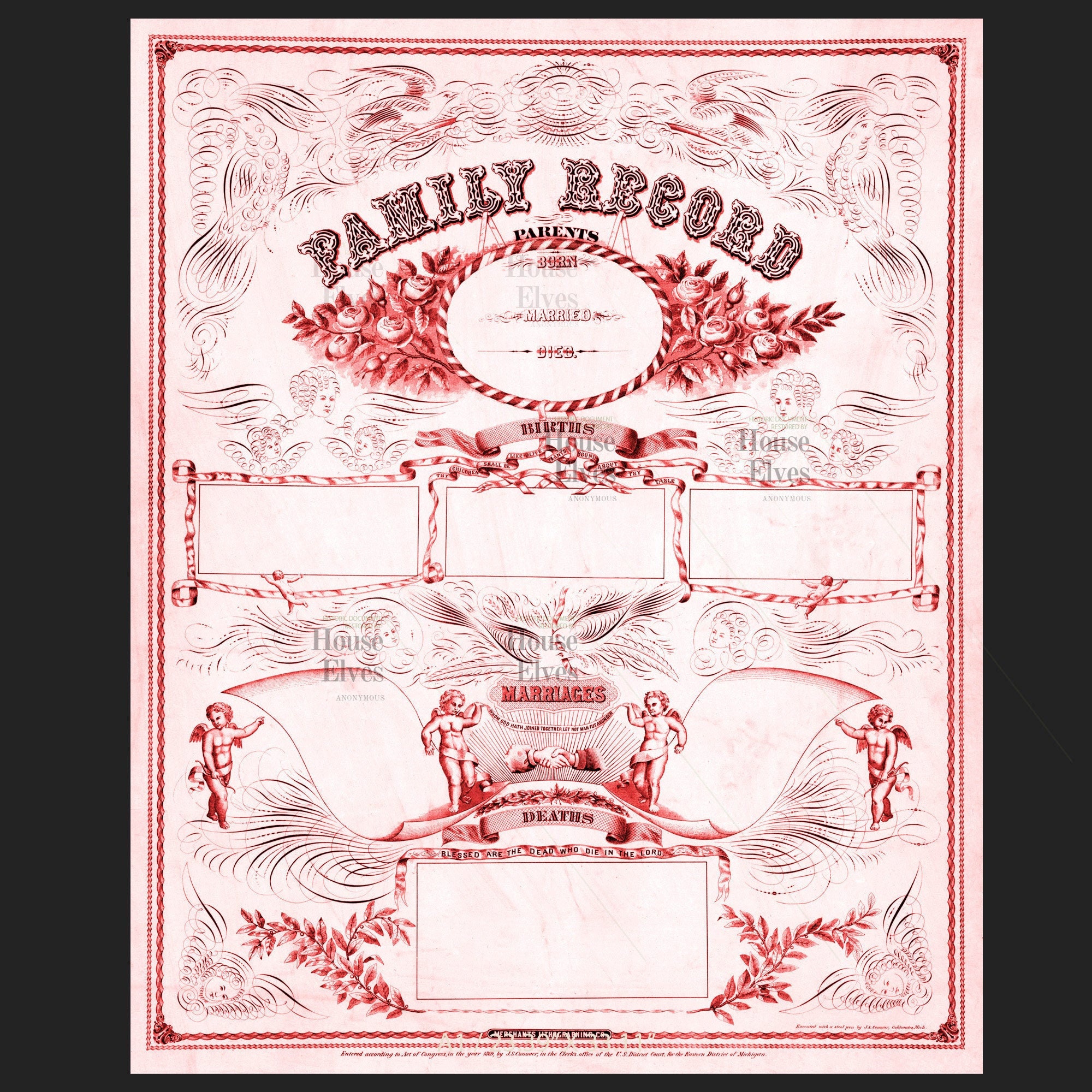 2 LARGE Family Records Red Black White Instant download | Etsy