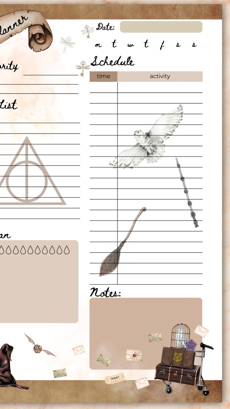 Potter Planner, Wizards Planner, Printable, Digital Use, Wizard Theme ...