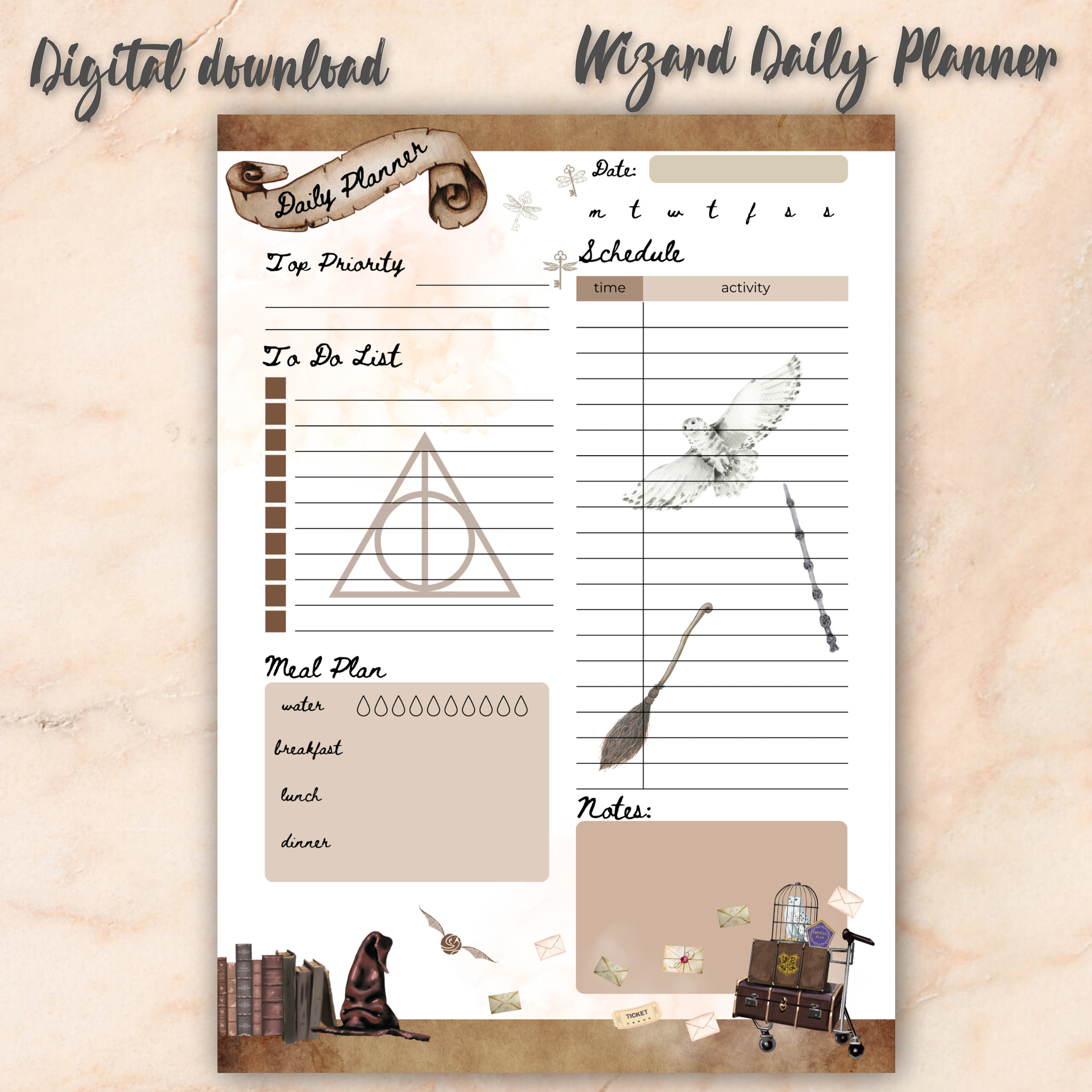 Potter Planner, Wizards Planner, Printable, Digital Use, Wizard Theme ...