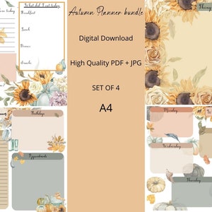 Autumn Digital Planner , Set of 4, Printable , A4 - Etsy