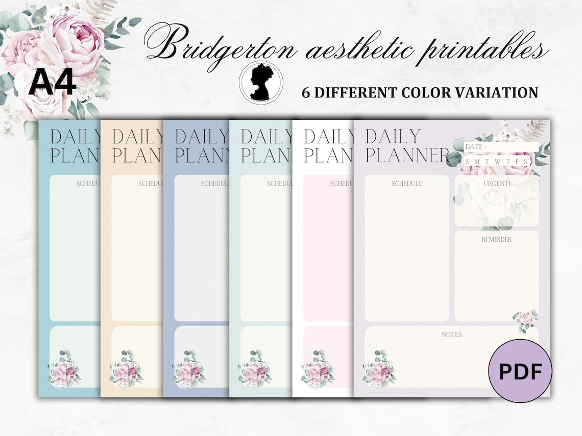 Bridgerton Aesthetic, Daily Planner, Floral, Digital Planner ...