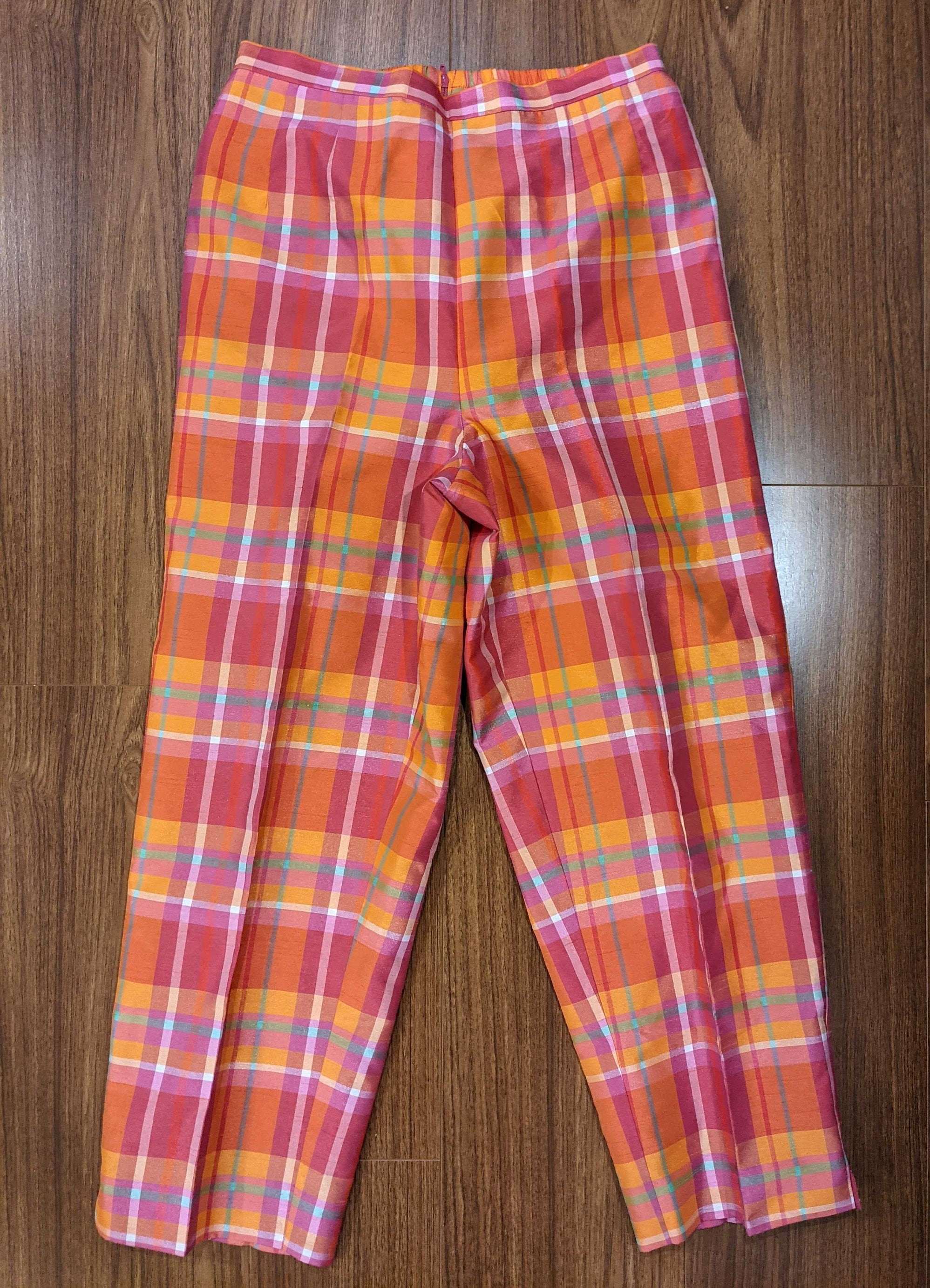 90s Vintage Retro Colourful Trousers Size Medium Checkered | Etsy