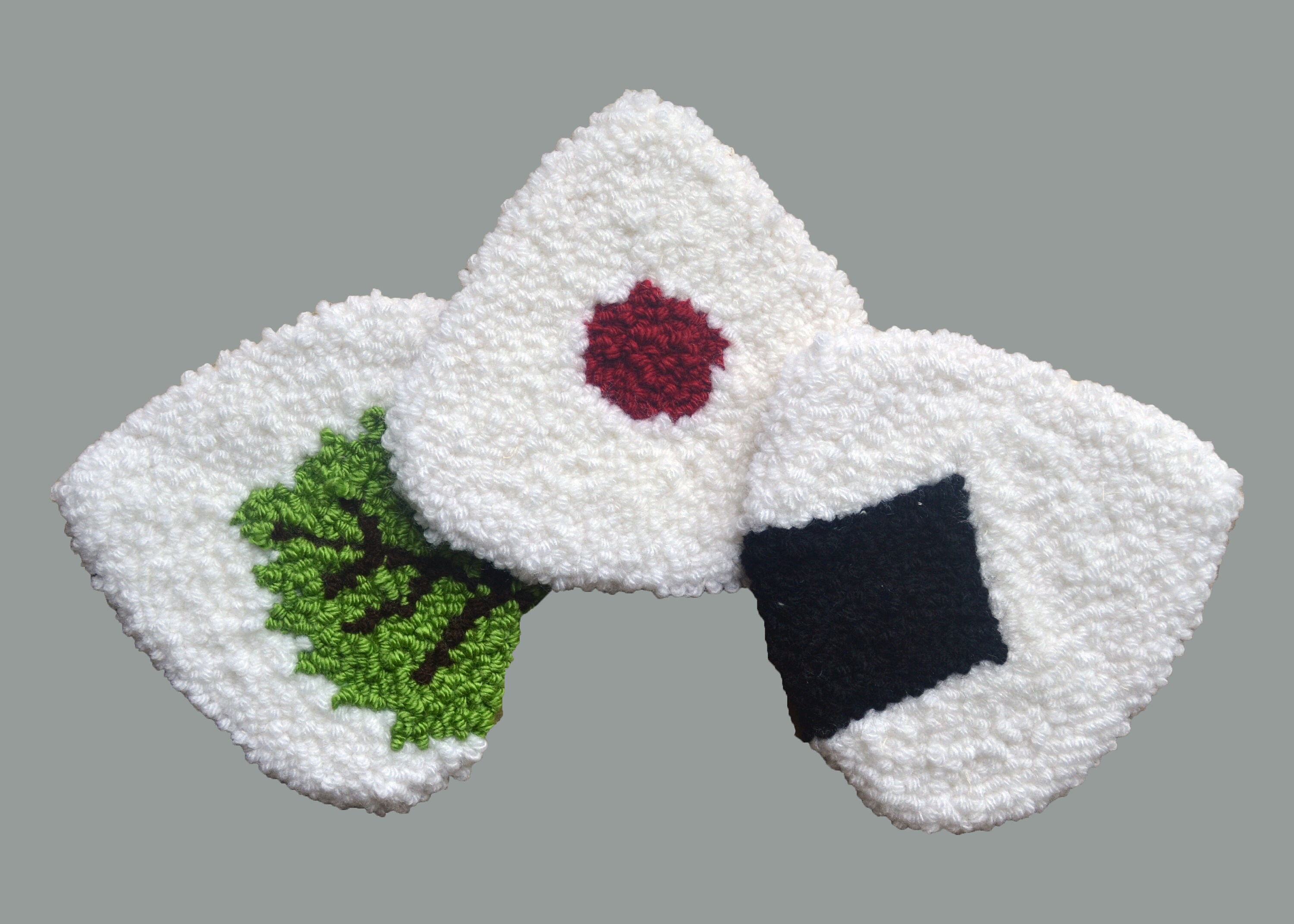 Onigiri Punch Needle Coasters, Handmade Rug Coaster, Drink Coaster ...
