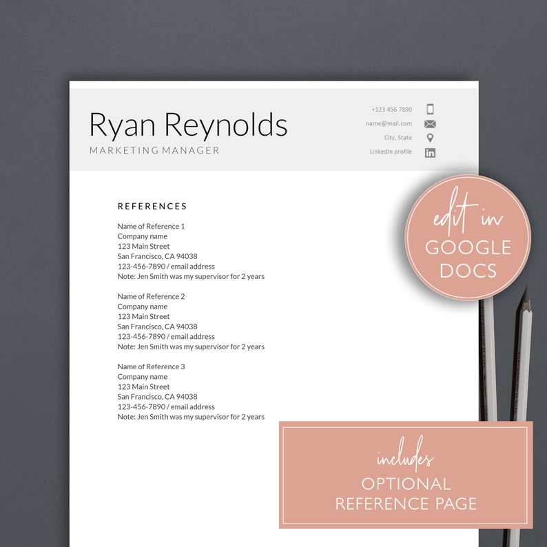 One-page Google Docs Resume Template / Instant Download / Professional ...