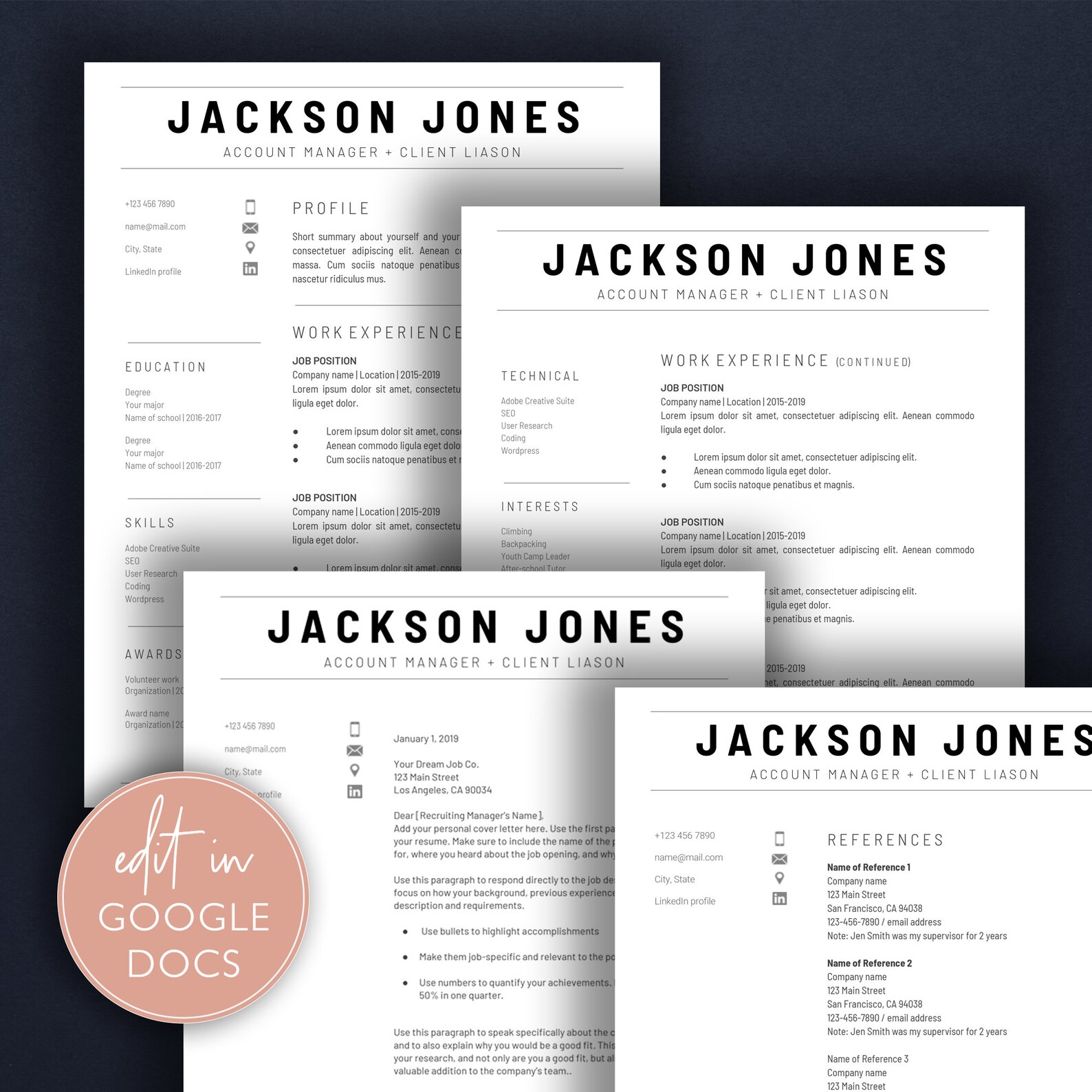 Google Docs Resume Template / Instant Download / Professional Resume ...