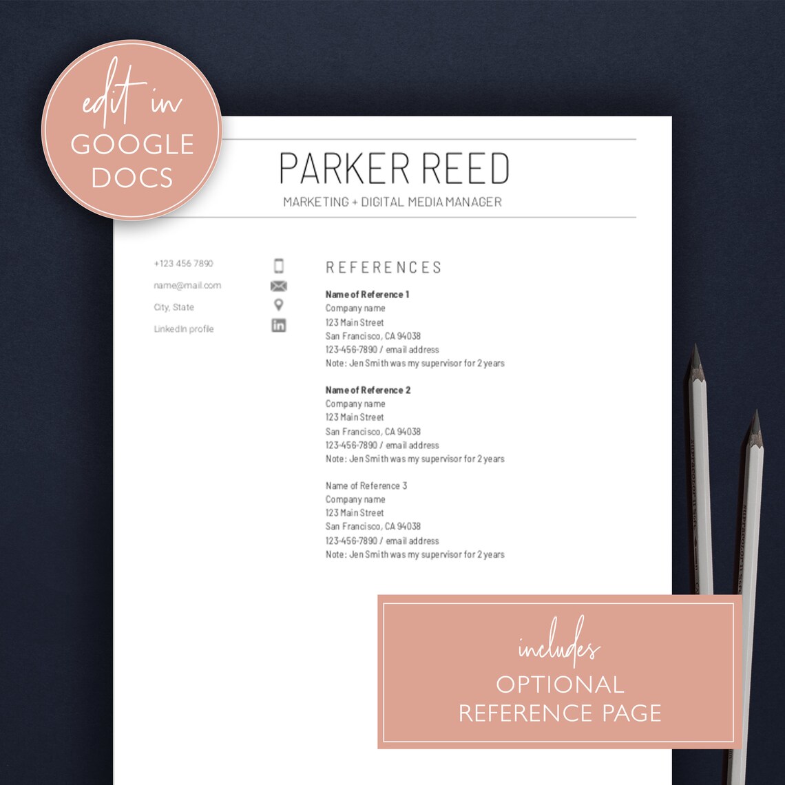 Google Docs Resume Template / Modern Resume / Professional Resume ...