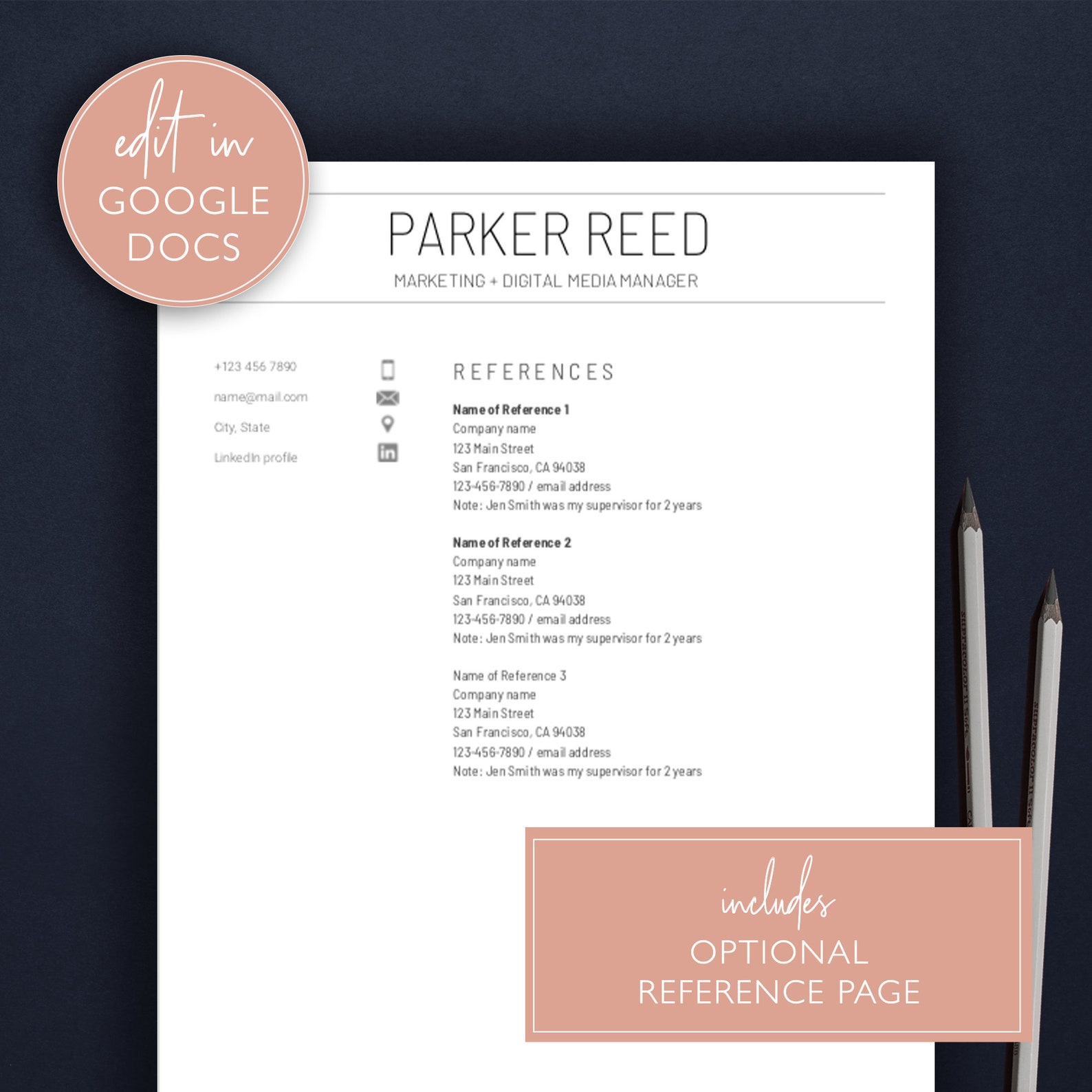 Google Docs Resume Template / Modern Resume / Professional Resume ...
