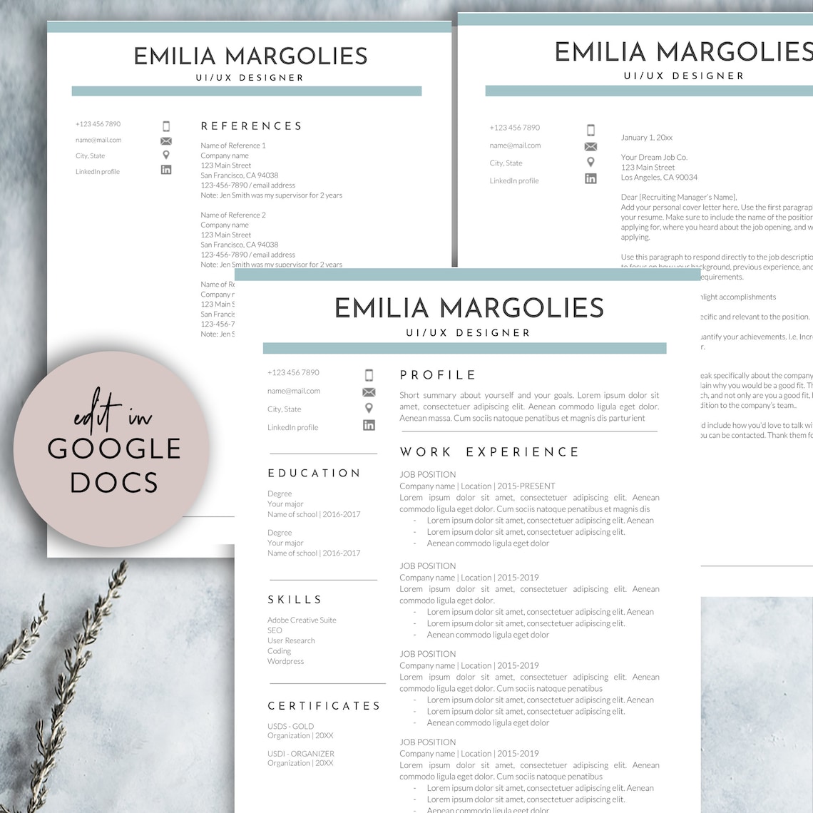 One-page Google Docs Resume Template, Google Docs Resume Template ...