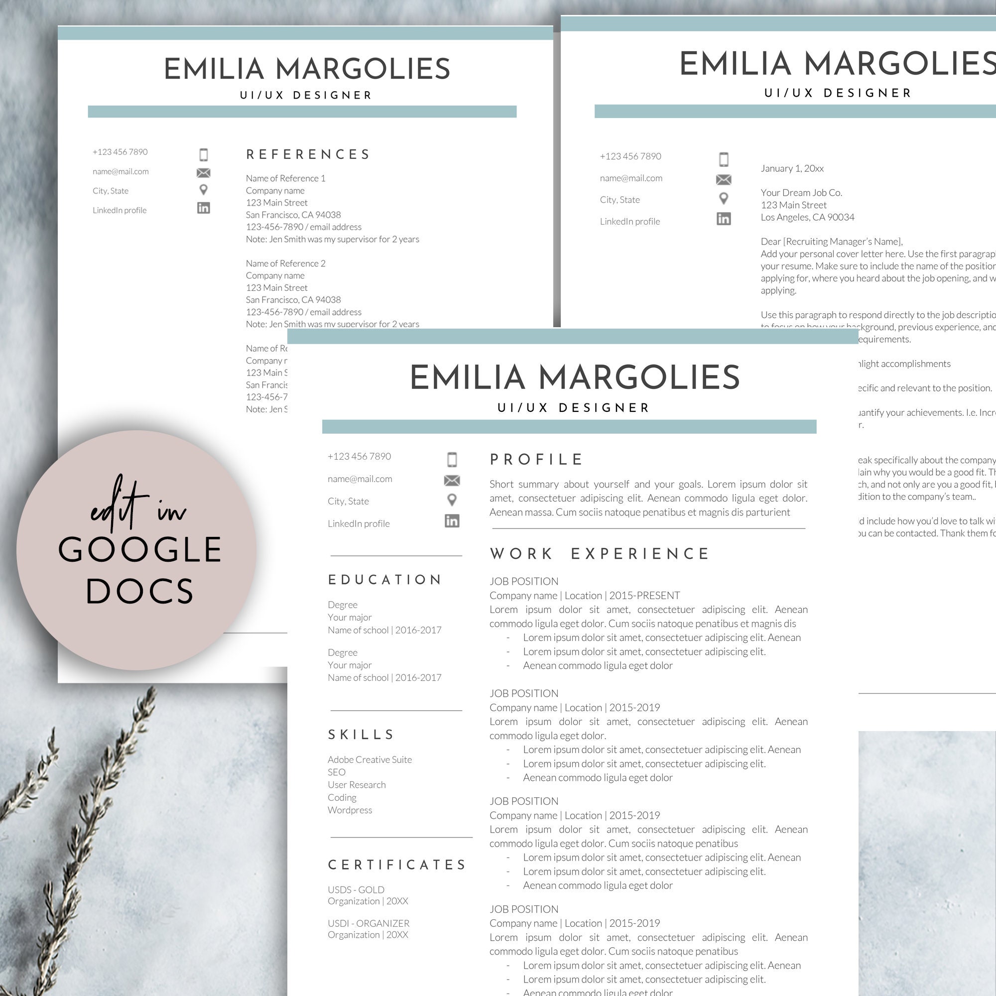 One-page Google Docs Resume Template, Google Docs Resume Template ...