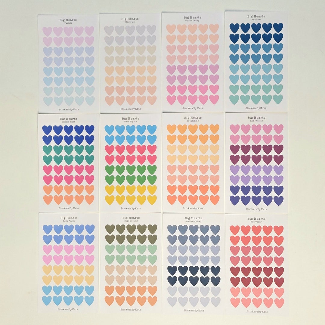 BIG Heart Stickers // Planner Stickers // Functional Stickers // Bullet ...