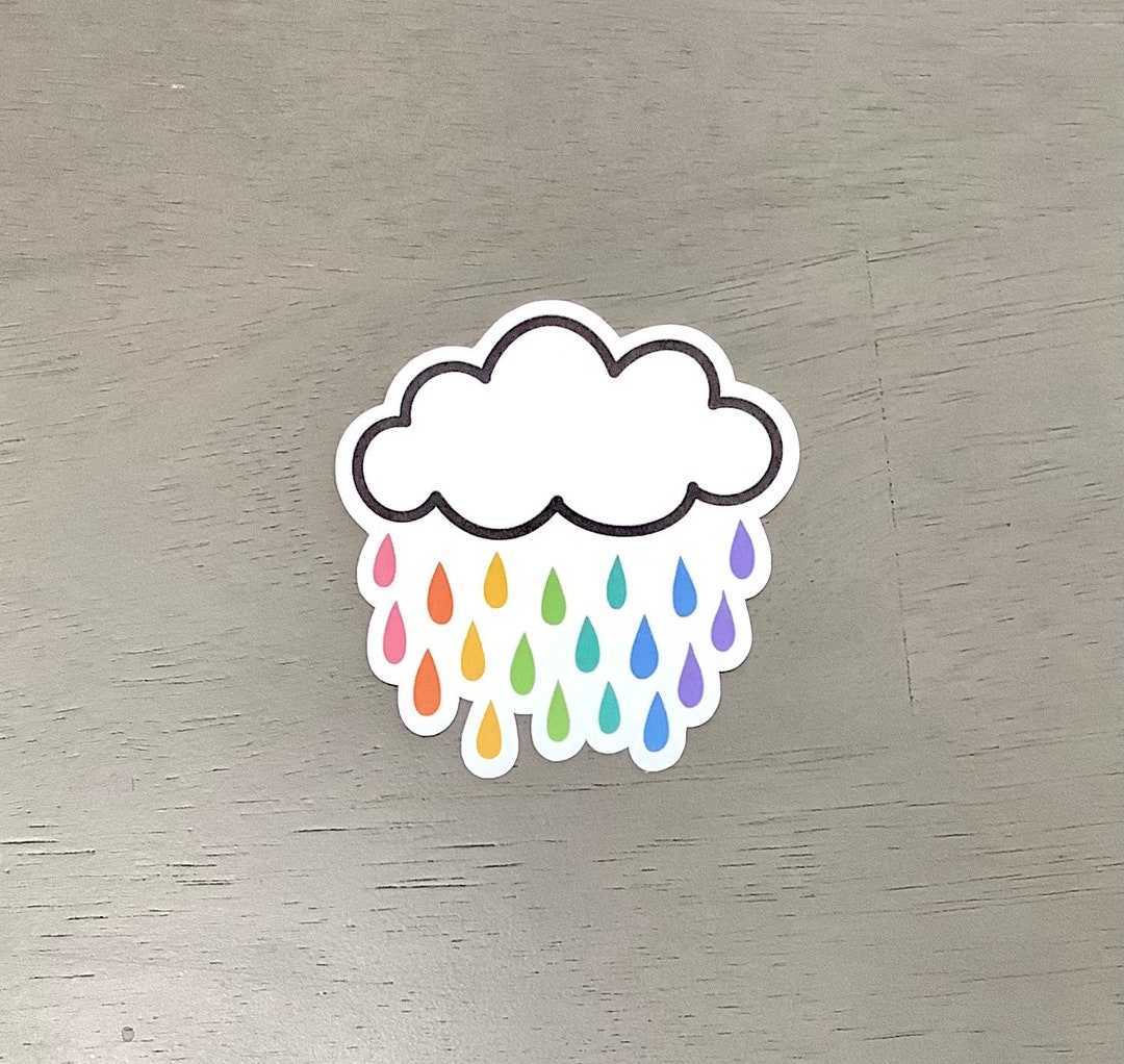 Rainbow Rain Cloud Sticker - Etsy
