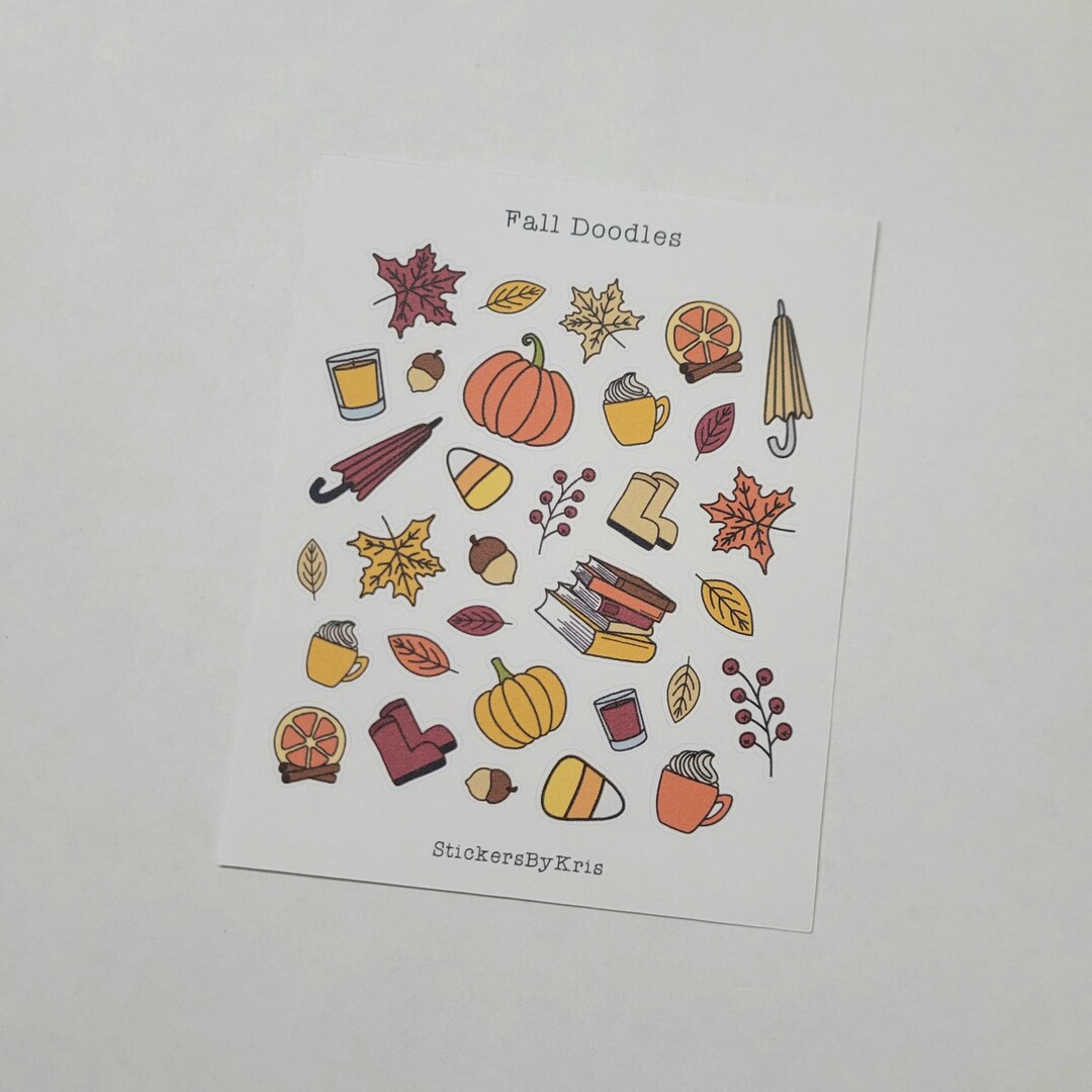 Fall Doodle Sticker Sheets // Autumn Deco Stickers // Journaling ...