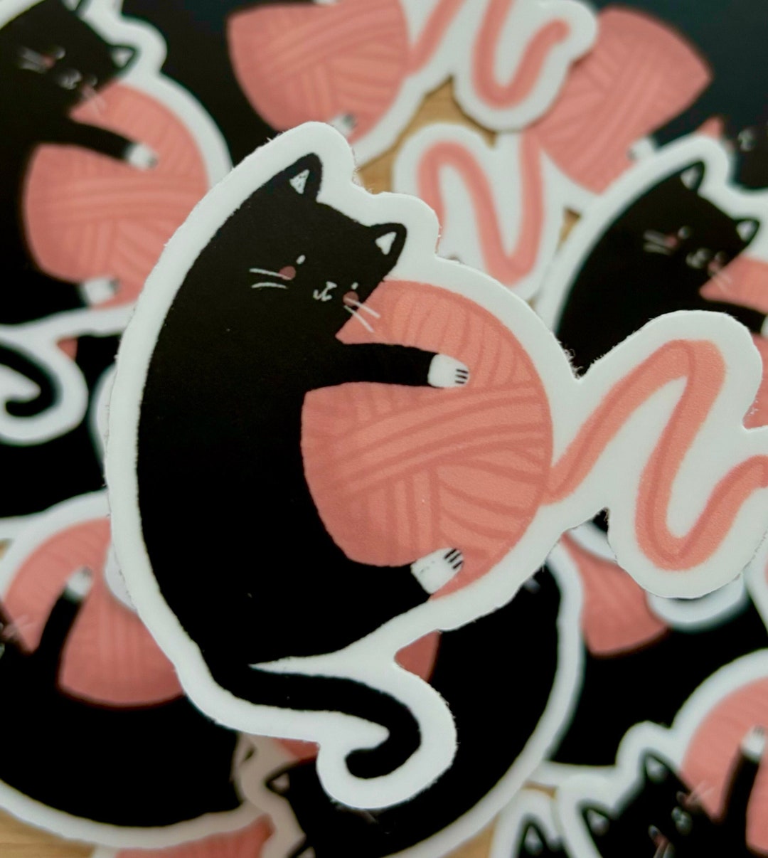 Cat Holding a Ball of Yarn Sticker - Etsy
