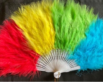 Rainbow Feather Fans Ostrich Feather Fan PRIDE Feather Fan - Etsy