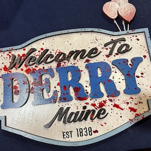 Derry Maine Welcome Sign - Stephen King's IT - Wood Carving - Wall ...