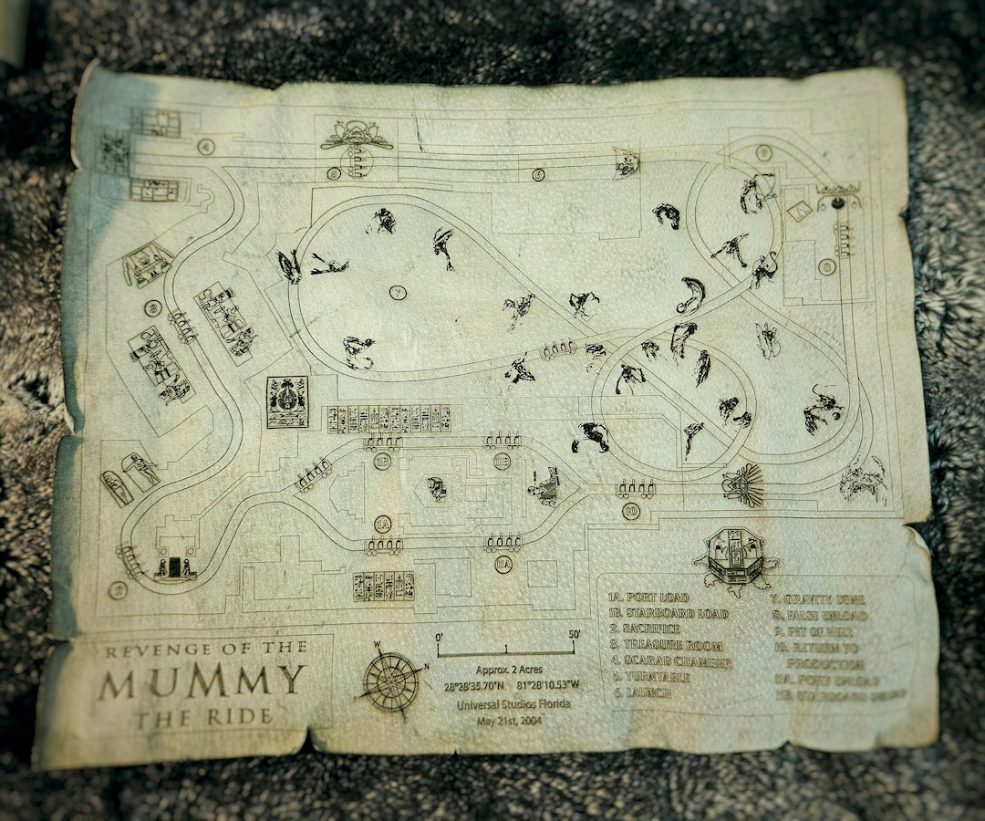 Revenge of the Mummy Ride Leather Map - Universal Studios Florida ...