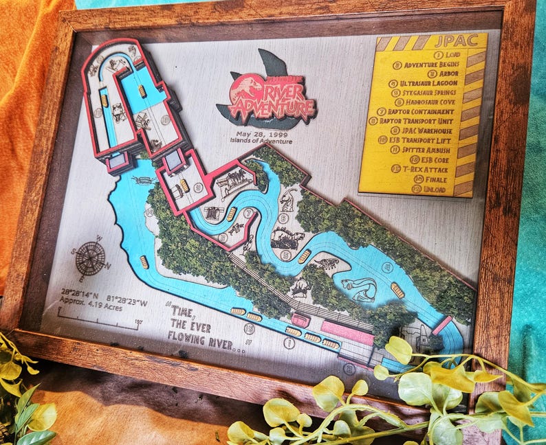 Jurassic Park River Adventure Map – Universal Orlando, Laser-cut - Etsy