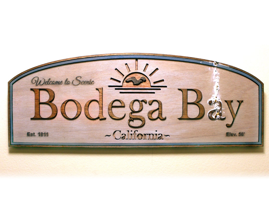 Bodega Bay / the Birds Alfred Hitchcock Wood Carved Sign - Etsy