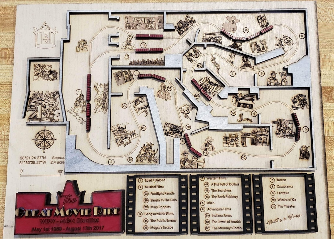 Great Movie Ride Map - MGM Studios - Hollywood Studios - Walt Disney ...
