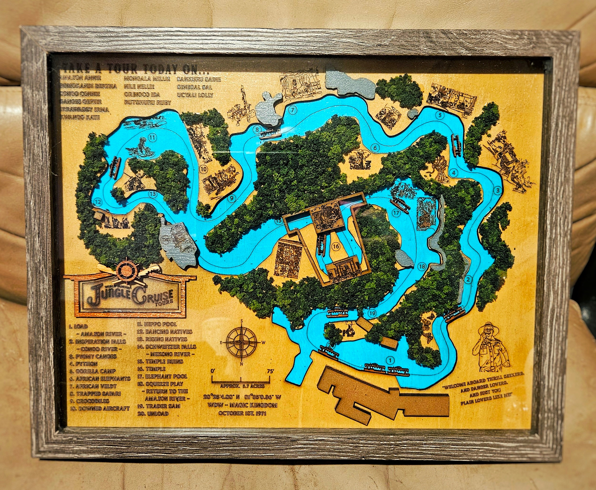 Jungle Cruise Ride Map - Magic Kingdom - Walt Disney World - Wood ...