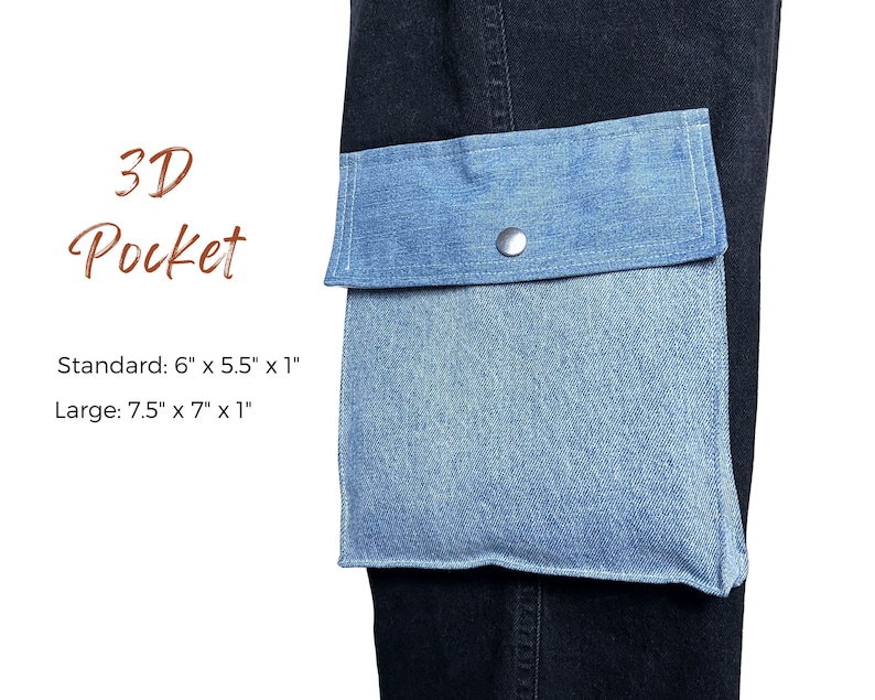 Sew on Denim Cargo Pocket, Premade Flap Patch Pocket for Adult Pants ...