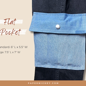 Sew on Denim Cargo Pocket, Premade Flap Patch Pocket for Adult Pants ...
