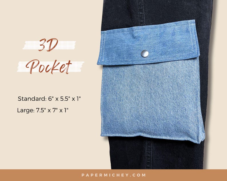 Sew on Denim Cargo Pocket, Premade Flap Patch Pocket for Adult Pants ...