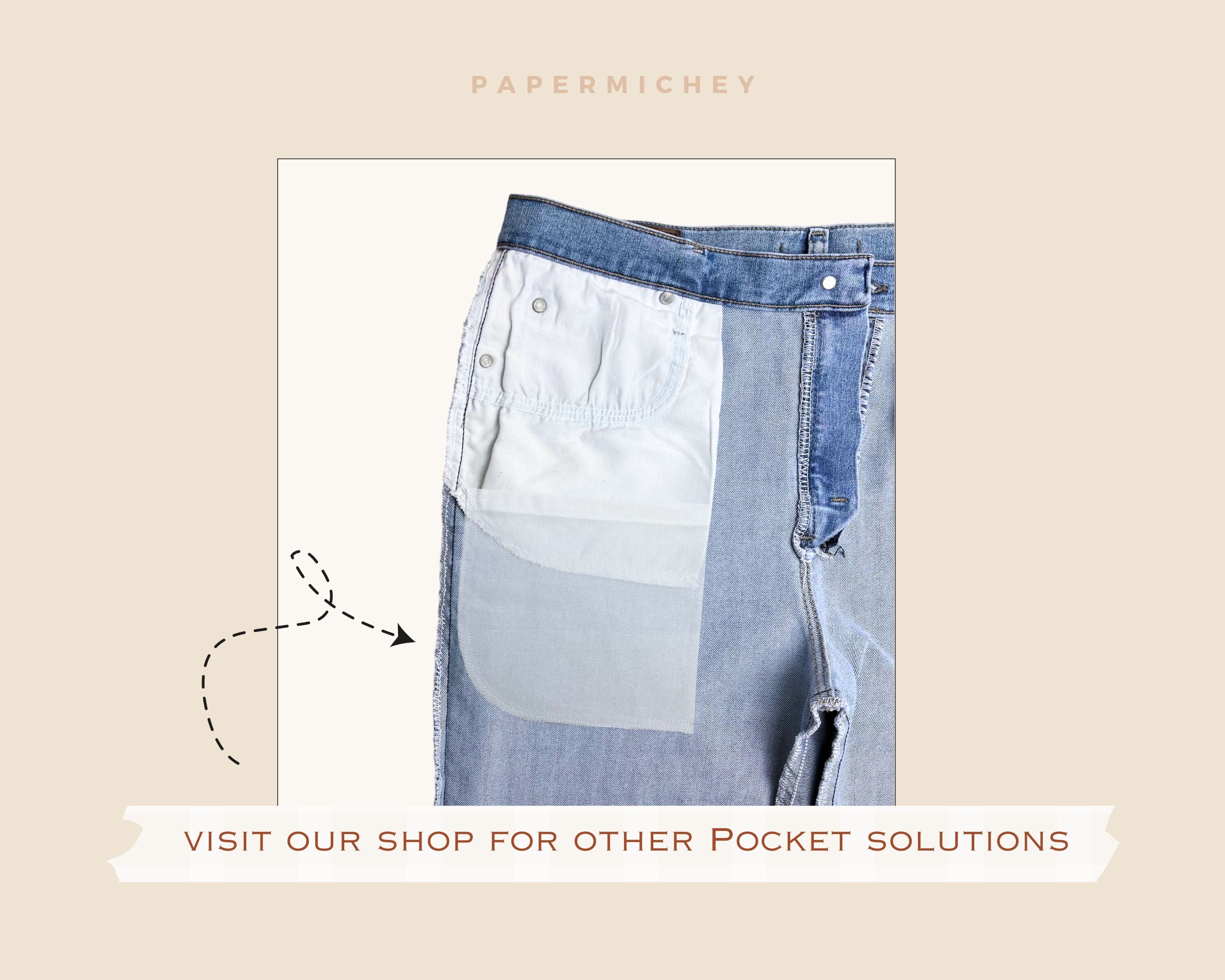 Sew on Denim Cargo Pocket, Premade Flap Patch Pocket for Adult Pants ...