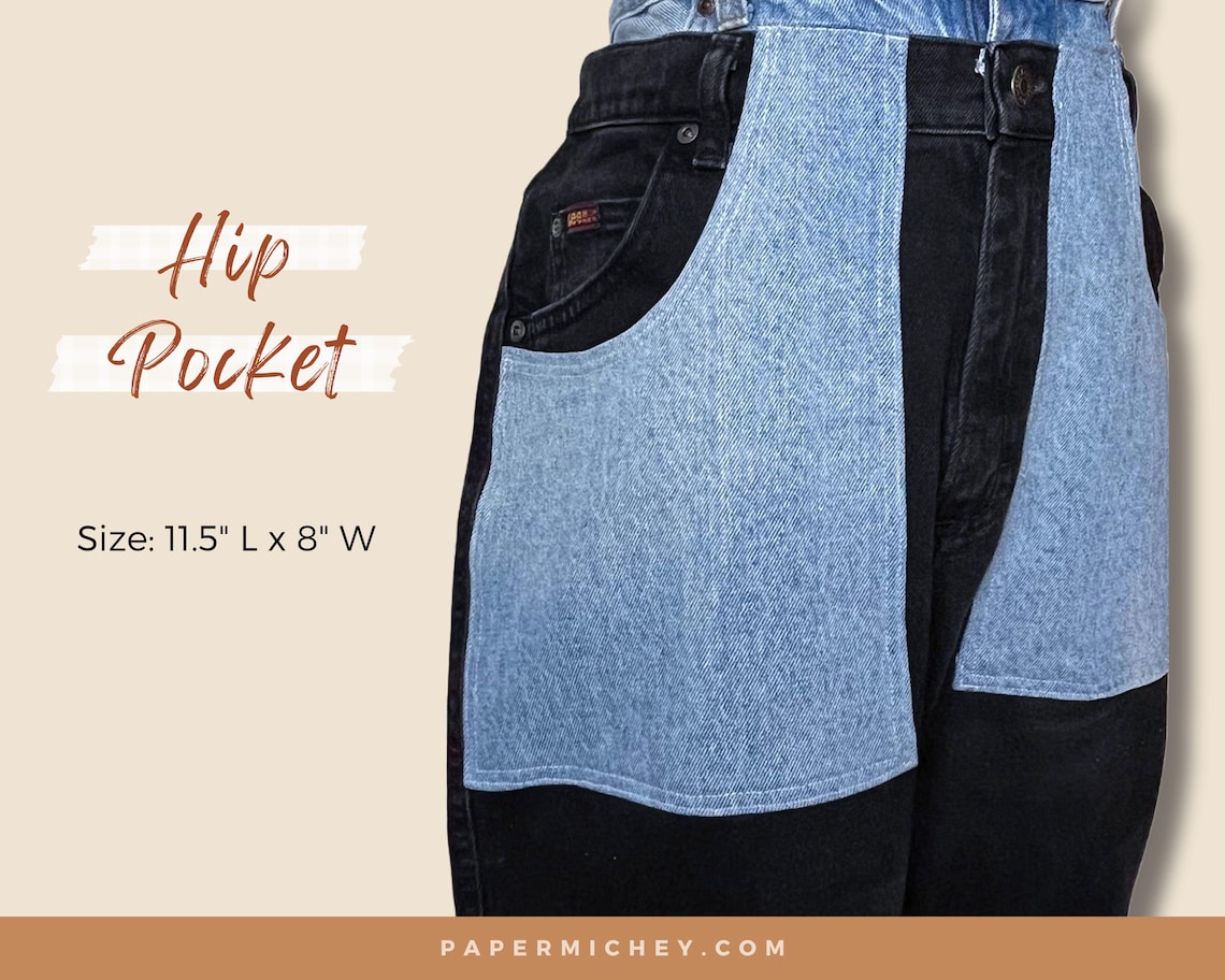 Sew on Denim Cargo Pocket, Premade Flap Patch Pocket for Adult Pants ...