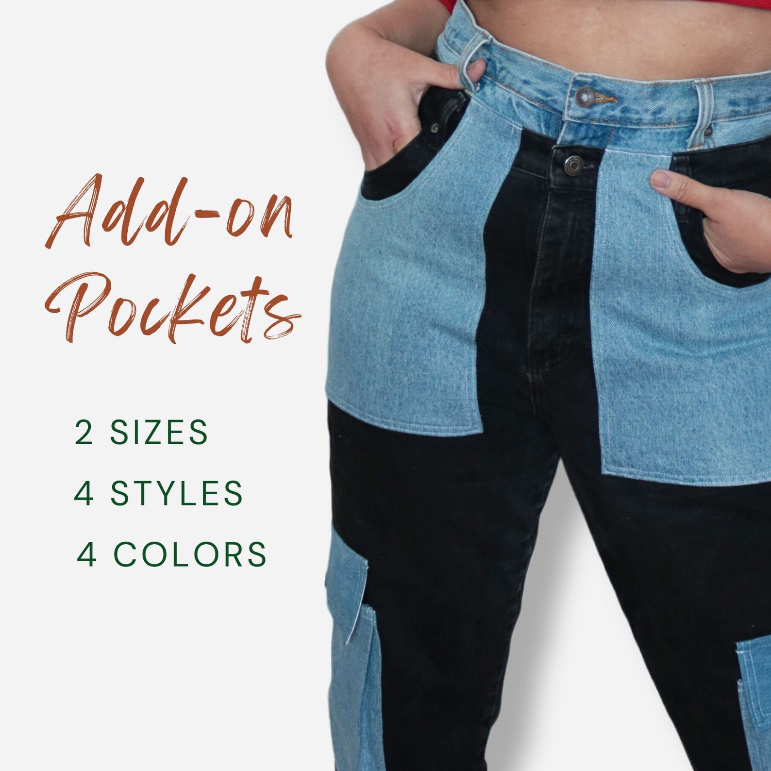 Sew on Denim Cargo Pocket, Premade Flap Patch Pocket for Adult Pants ...