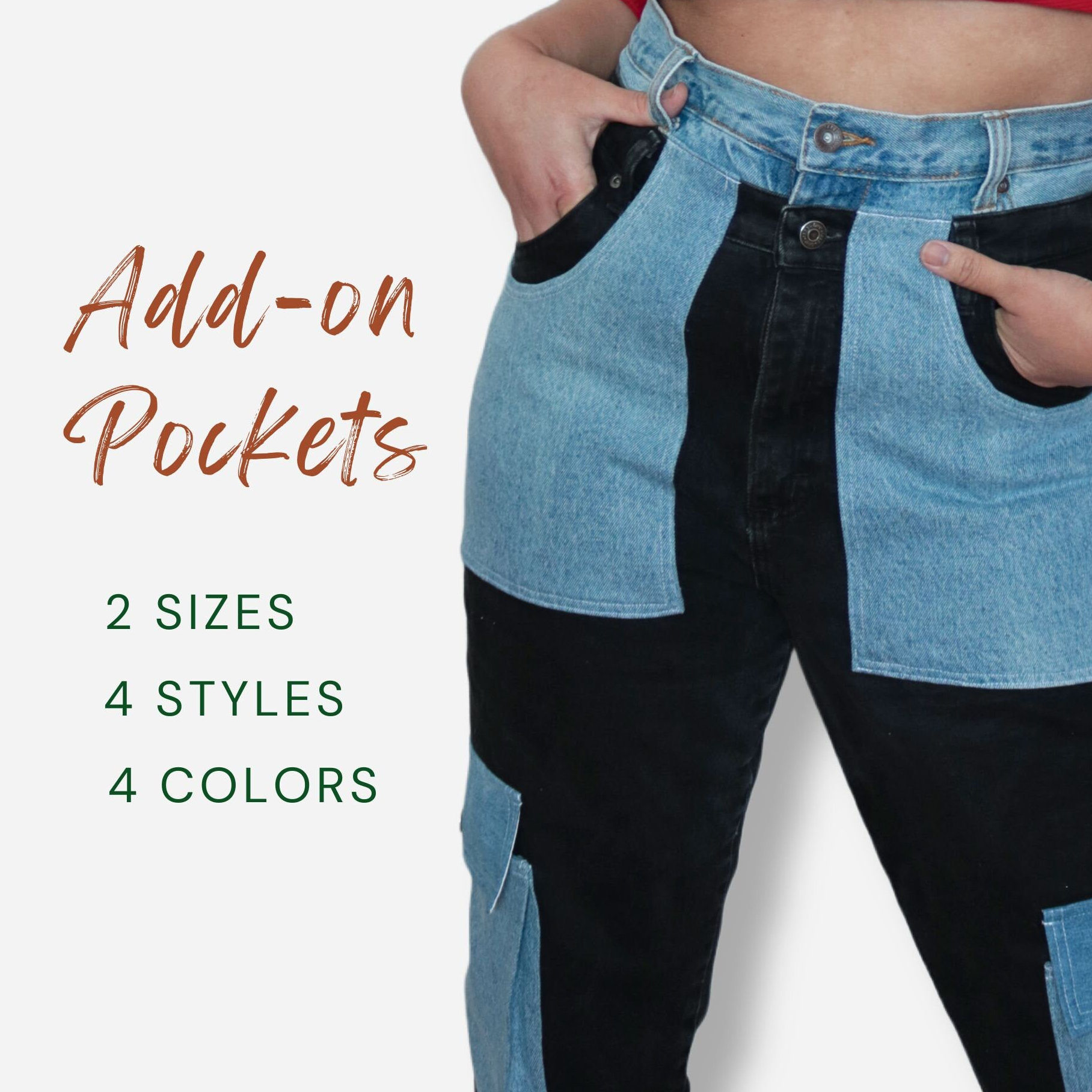 Sew on Denim Cargo Pocket, Premade Flap Patch Pocket for Adult Pants ...