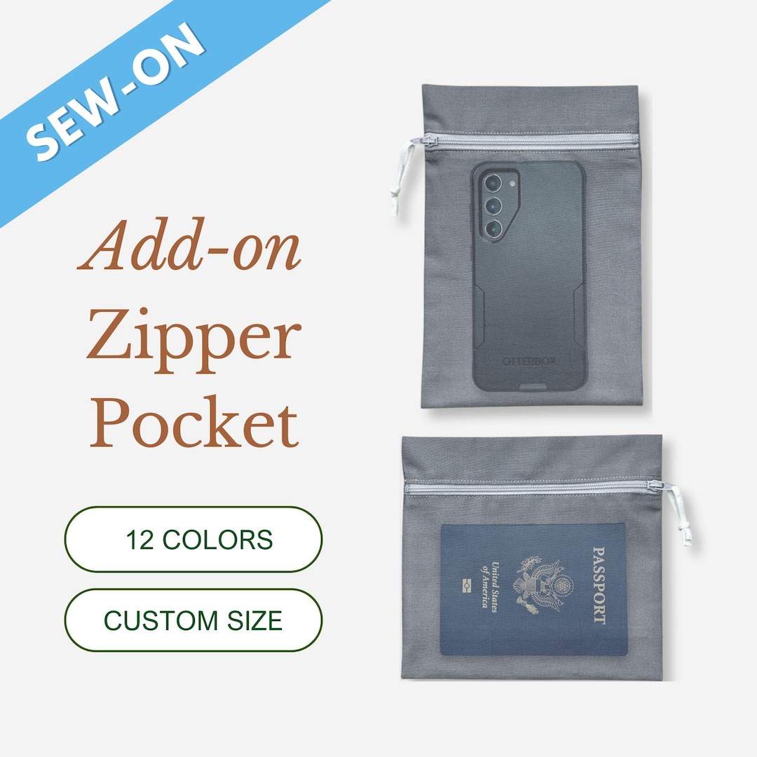 Custom Sew on Zipper Inside Pocket, Inner Pocket for Jackets & Pants ...