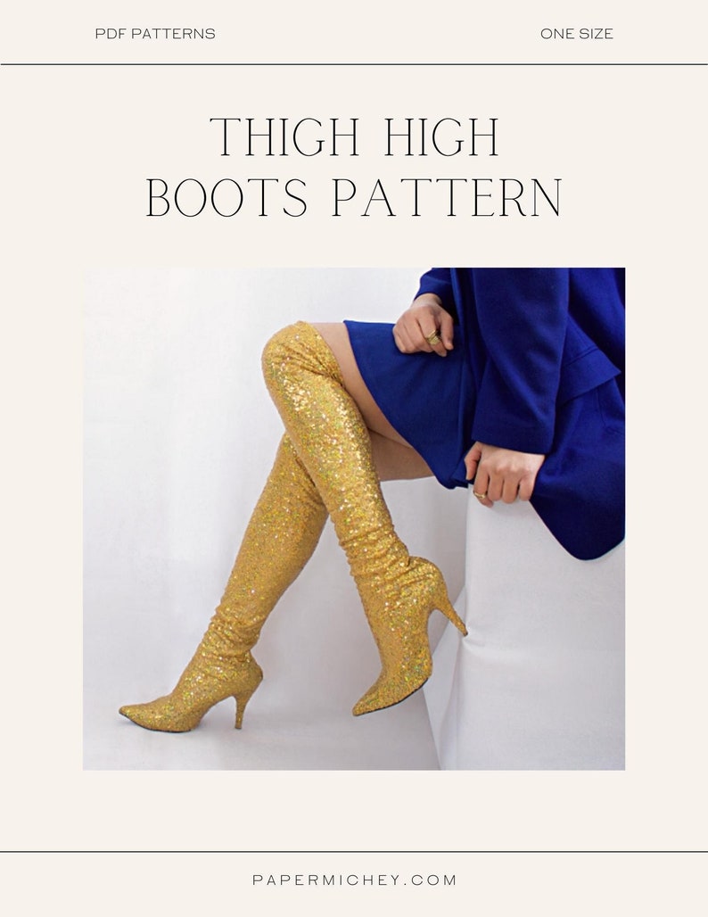 Thigh High Boots Single Seam Pattern Digital Download DIY Fashion ...