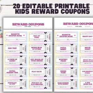 Editable Coupon Book for Kids, Printable Kids Reward Coupons Template ...
