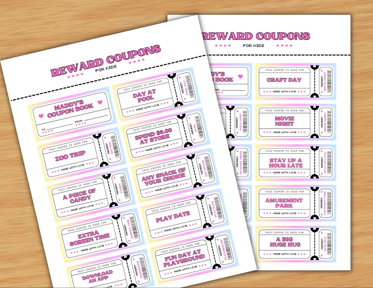 Editable Coupon Book for Kids, Printable Kids Reward Coupons Template ...