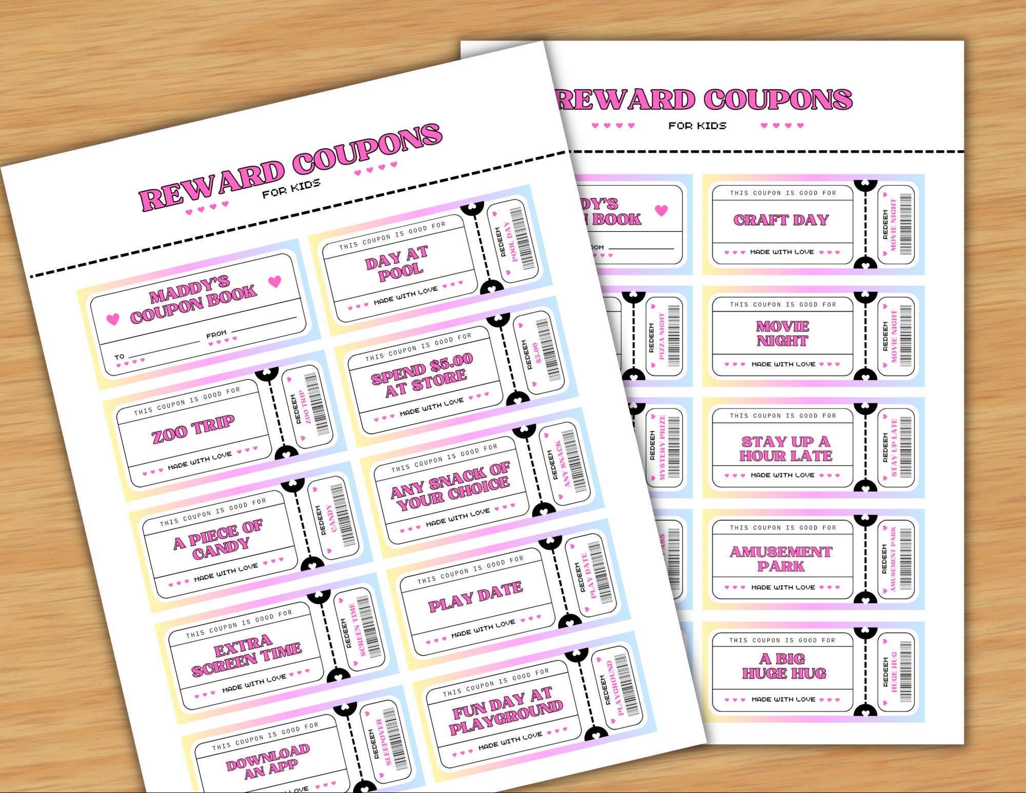 Editable Coupon Book for Kids, Printable Kids Reward Coupons Template ...