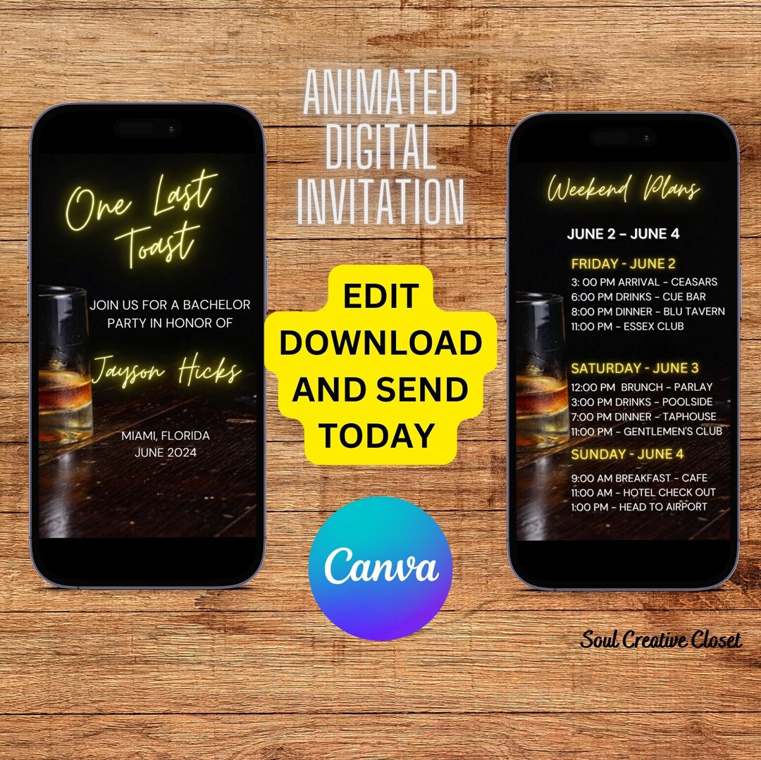 Digital Bachelor Party Invitation, Mobile Bachelor Invitation ...