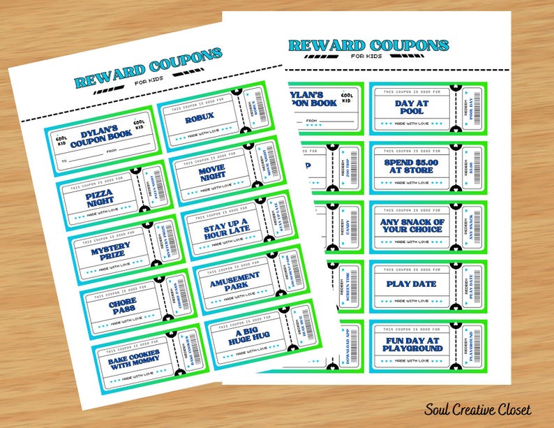 Editable Coupon Book for Kids, Printable Kids Reward Coupons Template ...