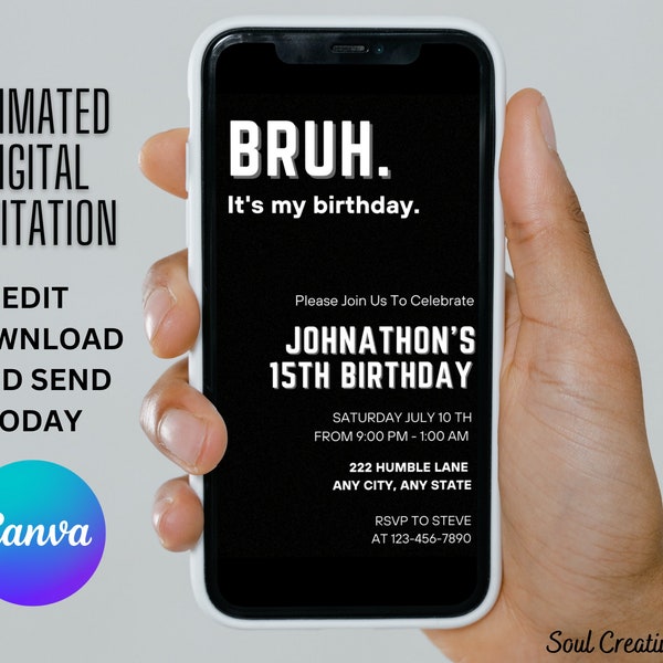 13th Birthday Invitation Bruh - Etsy