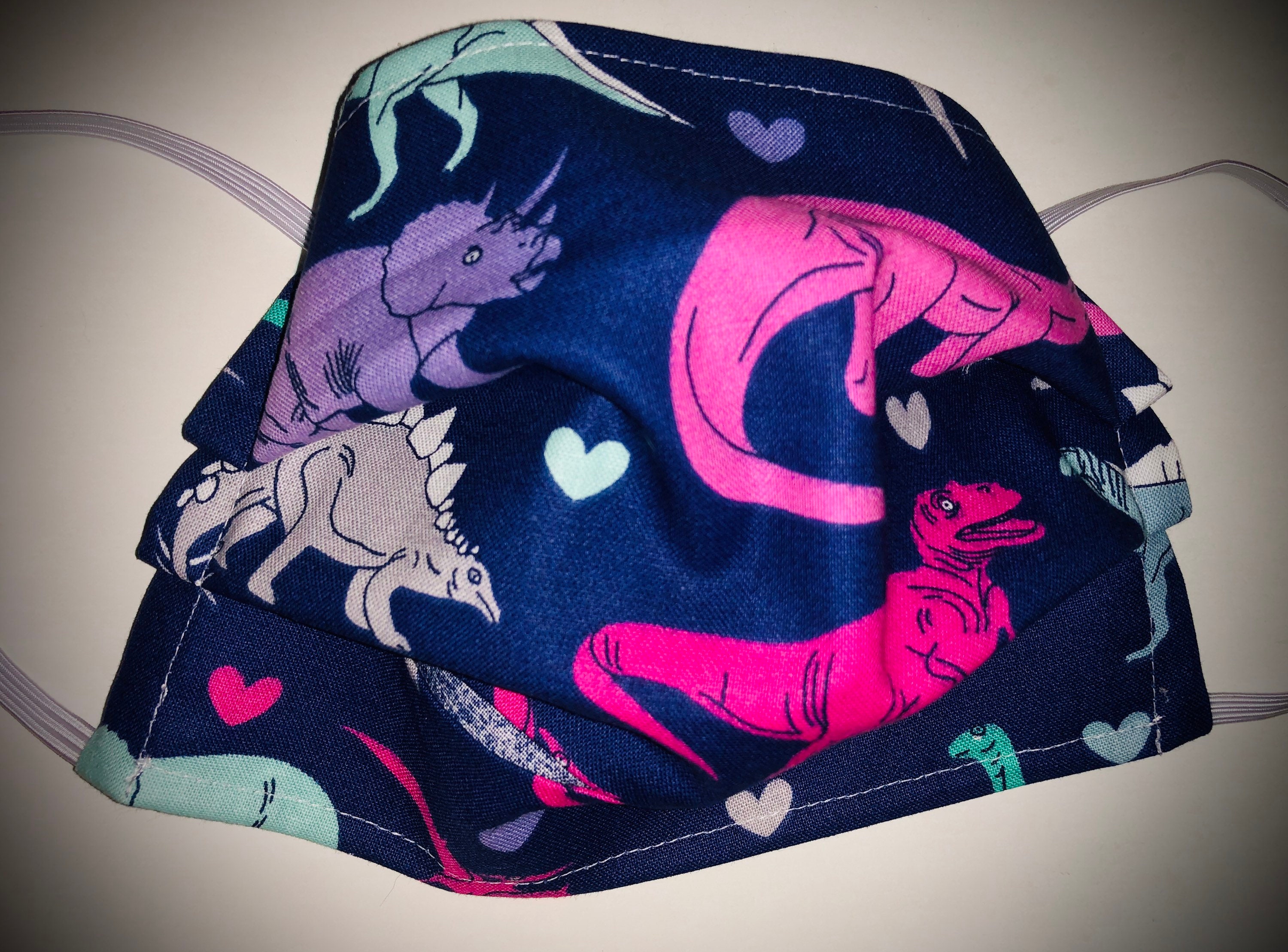 Dinosaur Face Mask Purple/Pink/Teal | Etsy