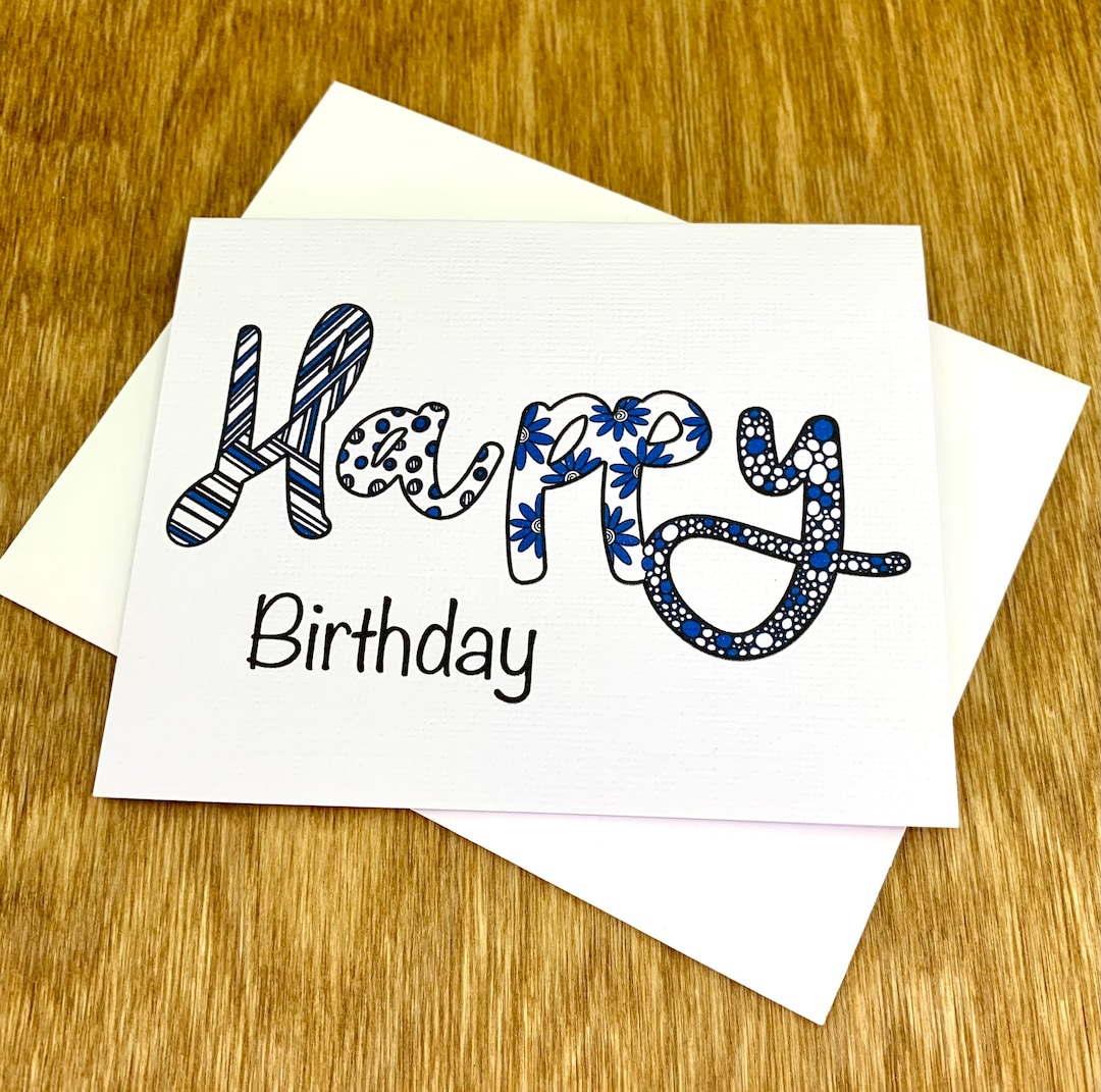 Zentangle Happy Birthday Card - Etsy