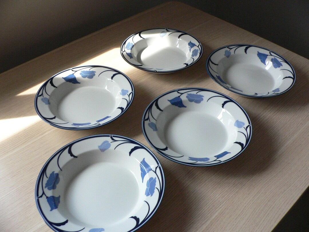 Vintage Dansk Tivoli Line 5 Soup/cereal Bowls in Belles Fleurs Blue ...